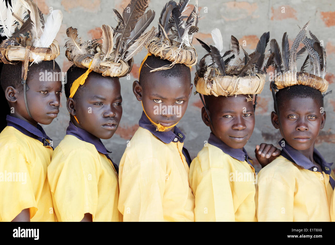 School children at a newly built NGO funded school in their village in ...