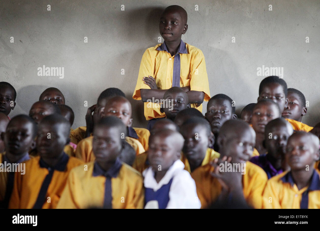 School children at a newly built NGO funded school in their village in ...