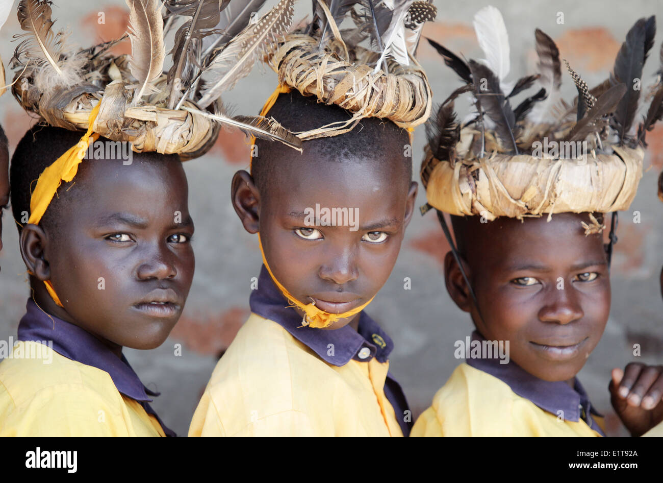 School children at a newly built NGO funded school in their village in ...