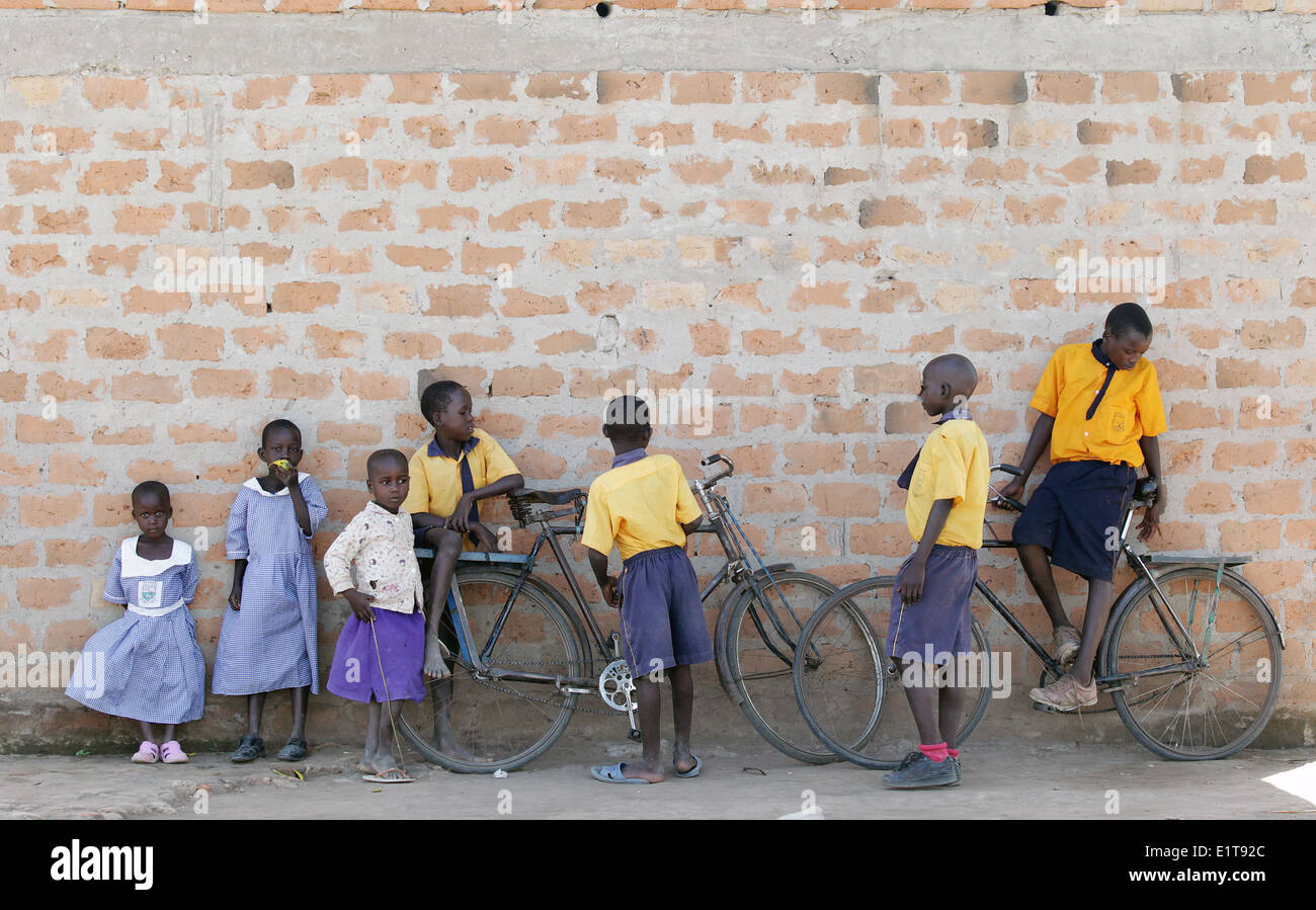 School children at a newly built NGO funded school in their village in ...