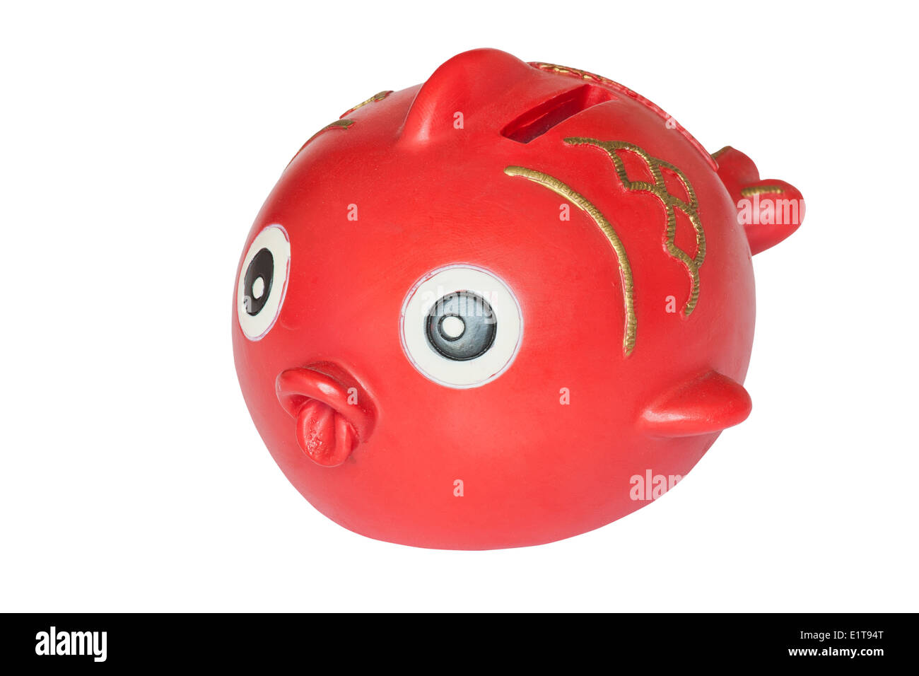 Cute fish bank isolated on a white background with a clipping path ...