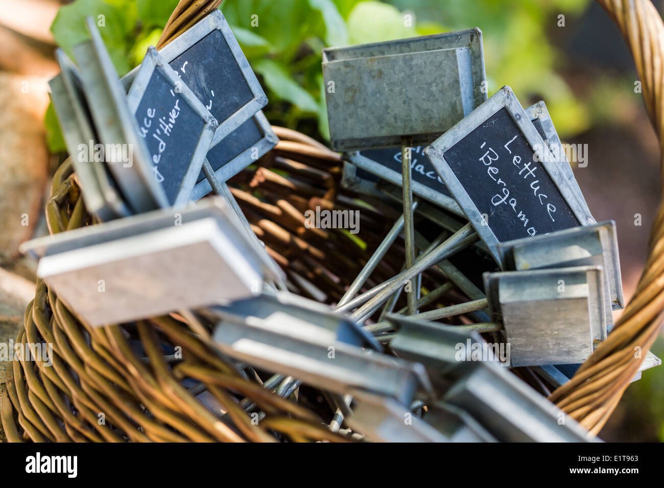 Garden tags in the basket ready to mark plants Stock Photo - Alamy
