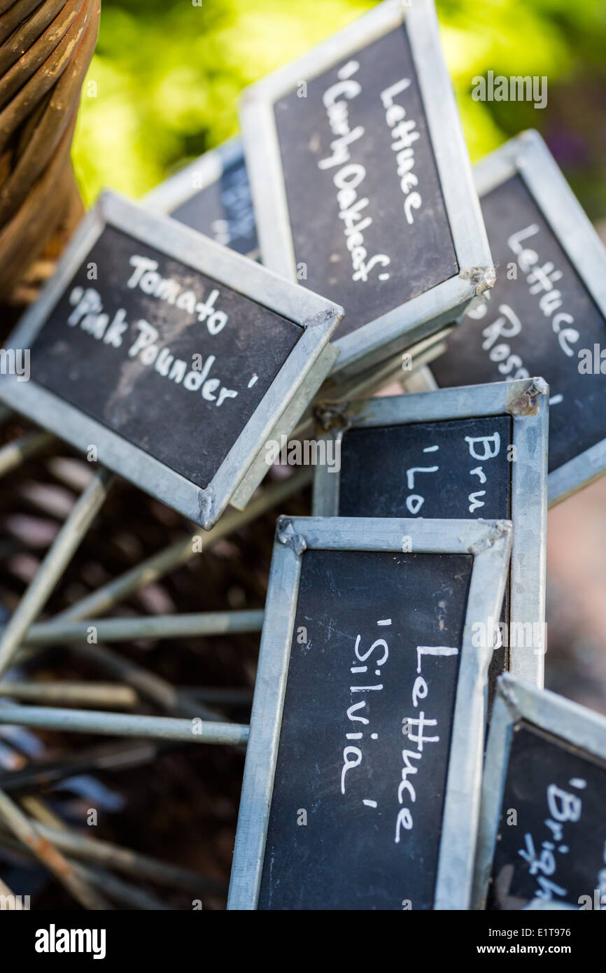 Garden tags in the basket ready to mark plants Stock Photo - Alamy