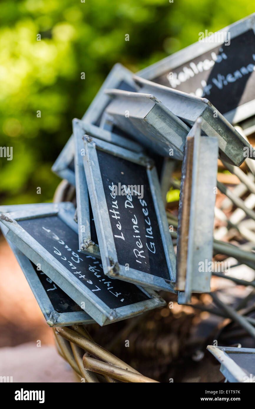 Garden tags in the basket ready to mark plants Stock Photo - Alamy