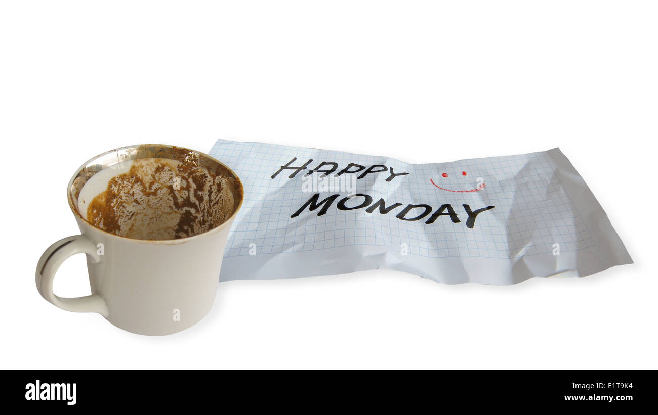 Empty coffee cup with torn paper isolated on white background Stock ...