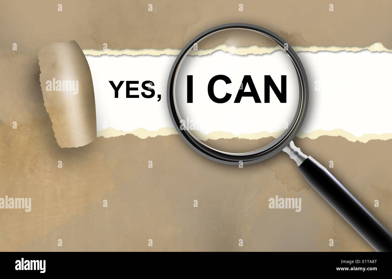yes, i can and magnifying glass made in 2d software Stock Photo - Alamy
