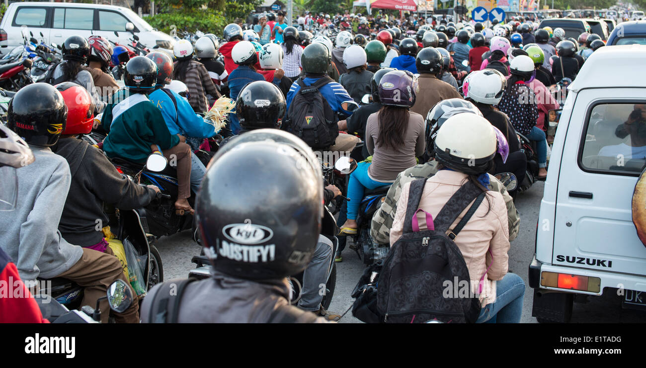 Motorcycle traffic, Bali Stock Photo - Alamy