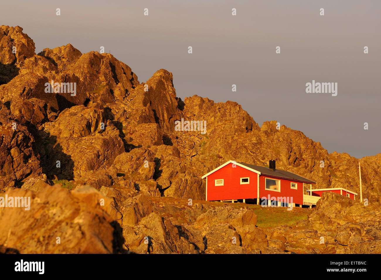 Rock landscape along the coastal road between Vardo and Hamningberg ...