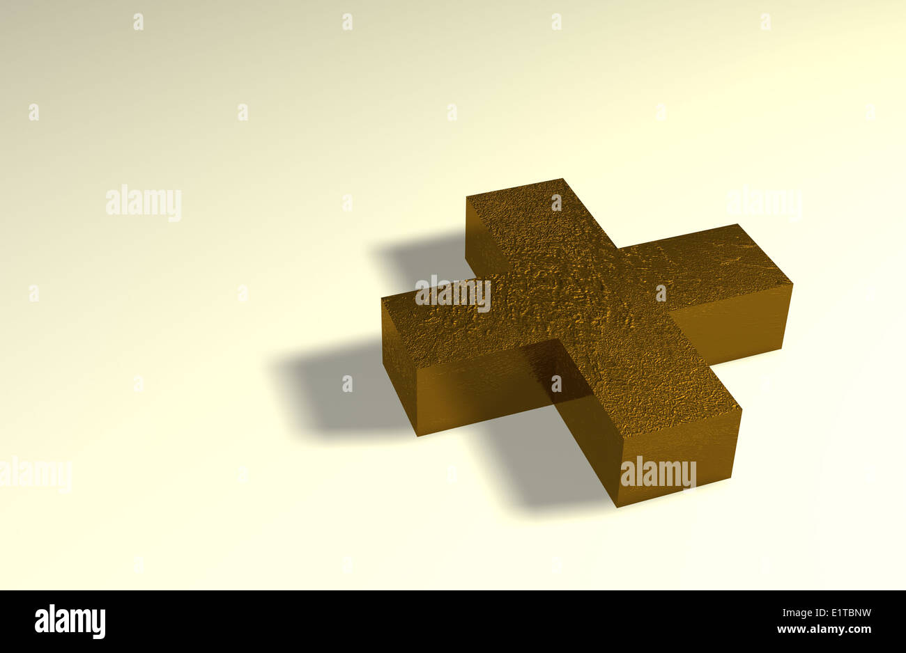Gold cross on green background made in 3d software Stock Photo - Alamy