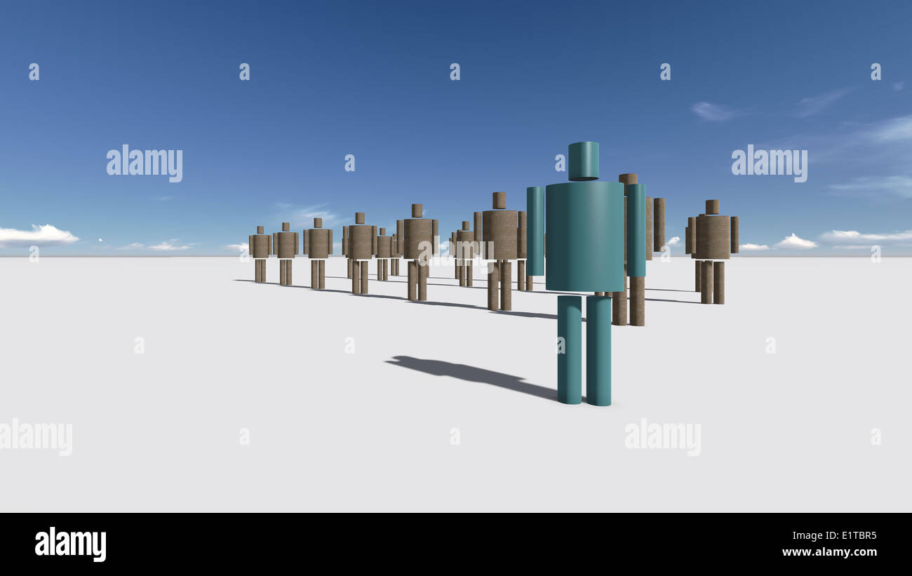 Standing Out From The Crowd made in 3d software Stock Photo - Alamy