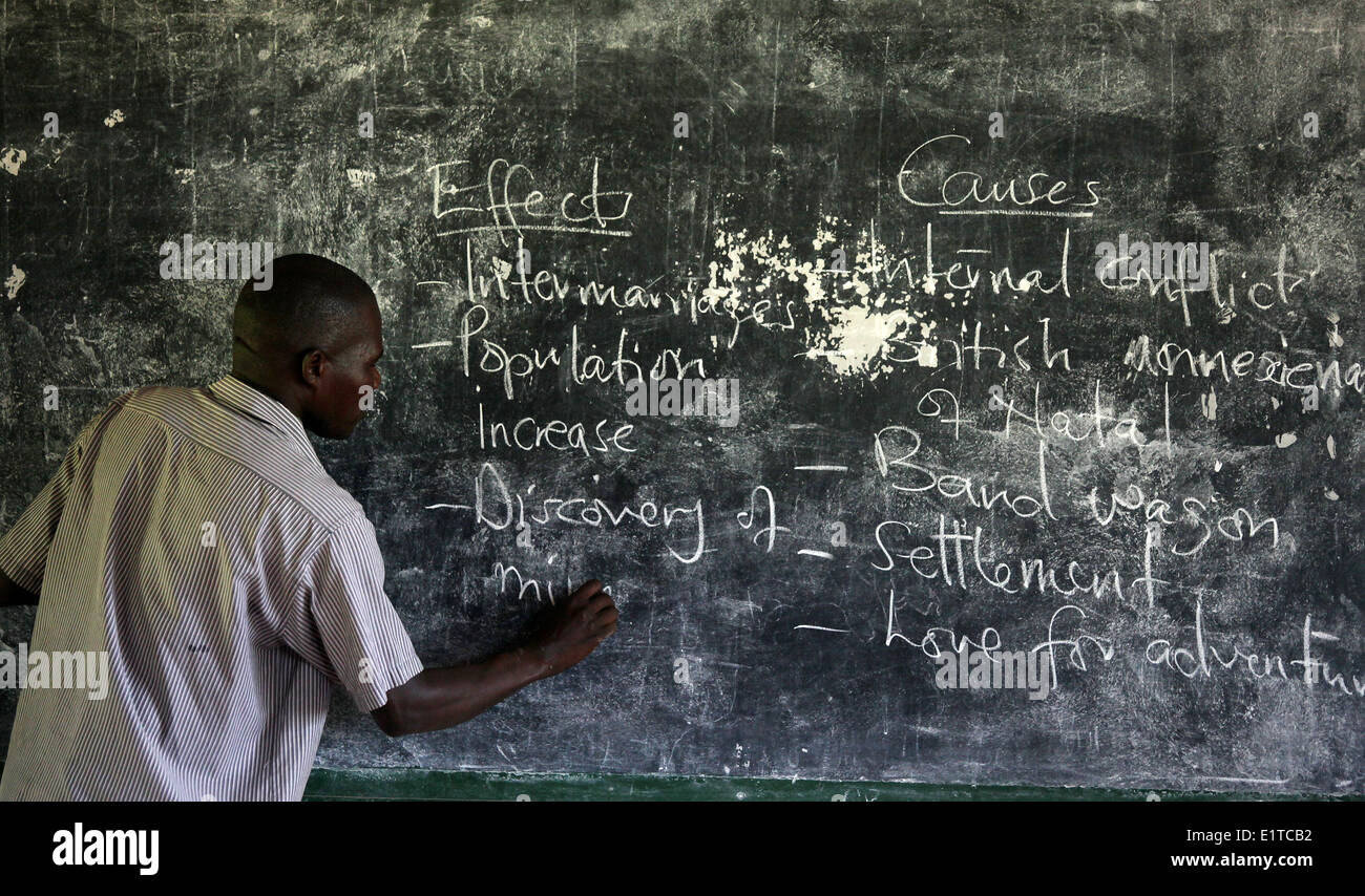 A teacher takes his class at a NGO funded school in the Nakasongola ...