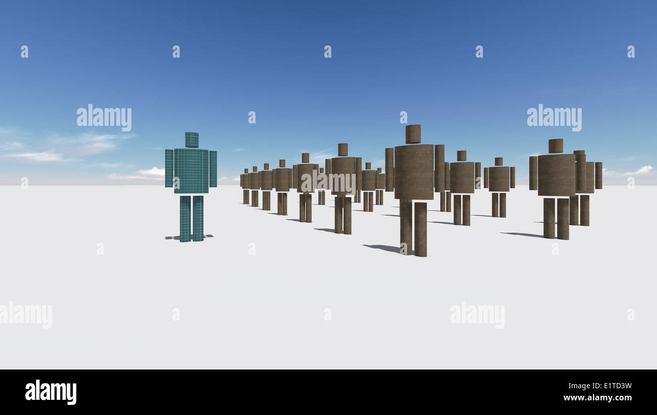 Standing Out From The Crowd made in 3d software Stock Photo - Alamy