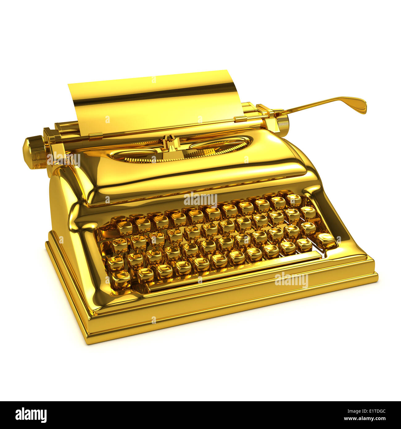 3d Gold retro typewriter Stock Photo - Alamy