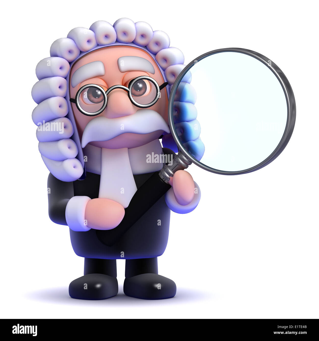 3d Judge uses a magnifying glass to study the fine print Stock Photo ...