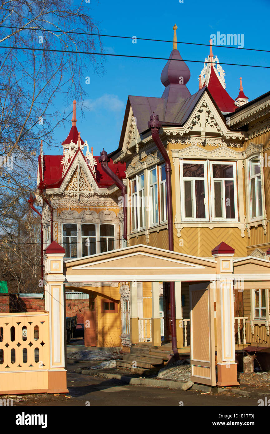 Russia, Tomsk Federation, Tomsk, wooden architecture, the Peacock house ...
