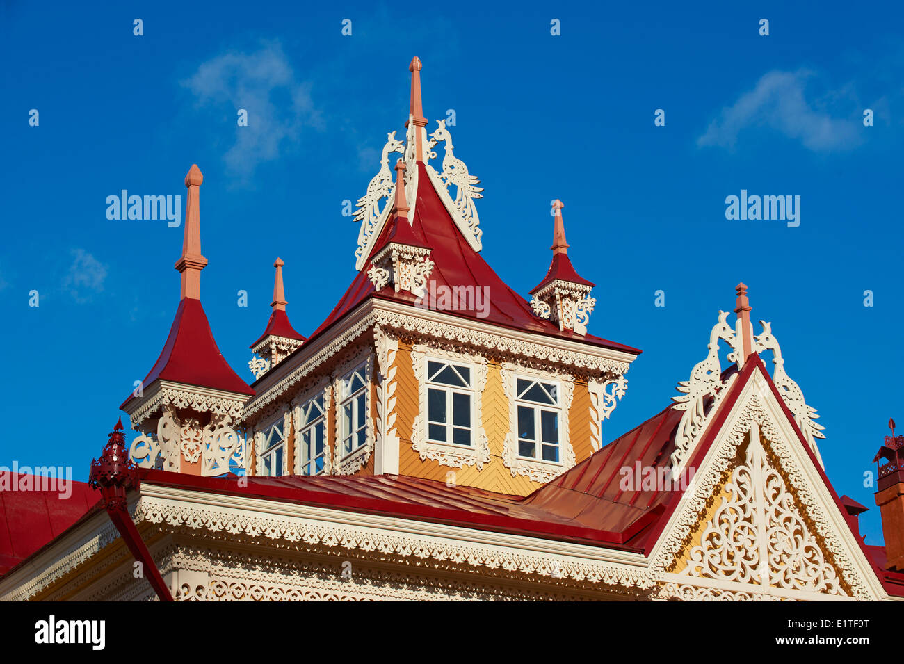 Russia, Tomsk Federation, Tomsk, wooden architecture, the Peacock house ...