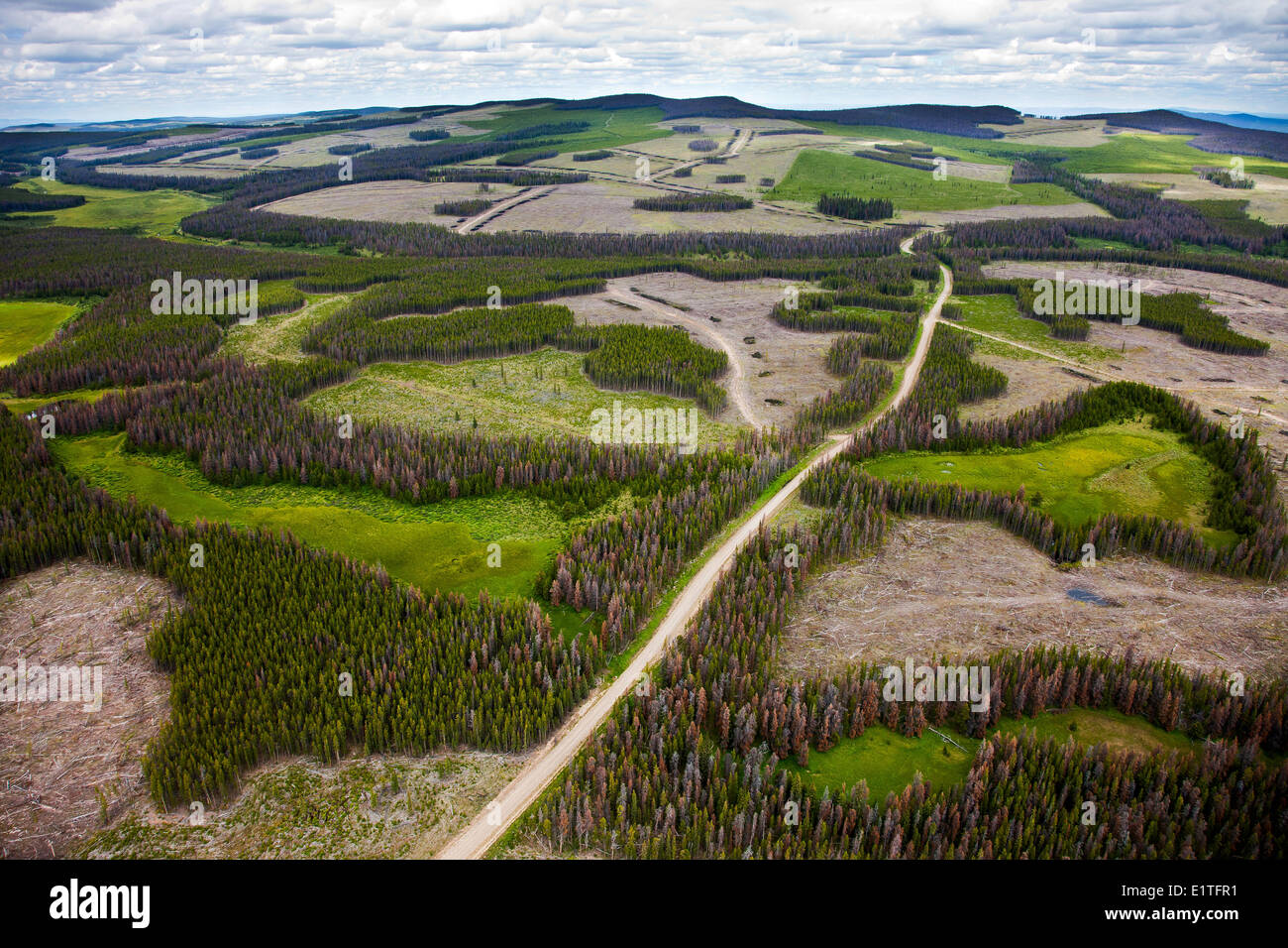 Aerial photography over the Chilcotin region of British Columbia Canada ...