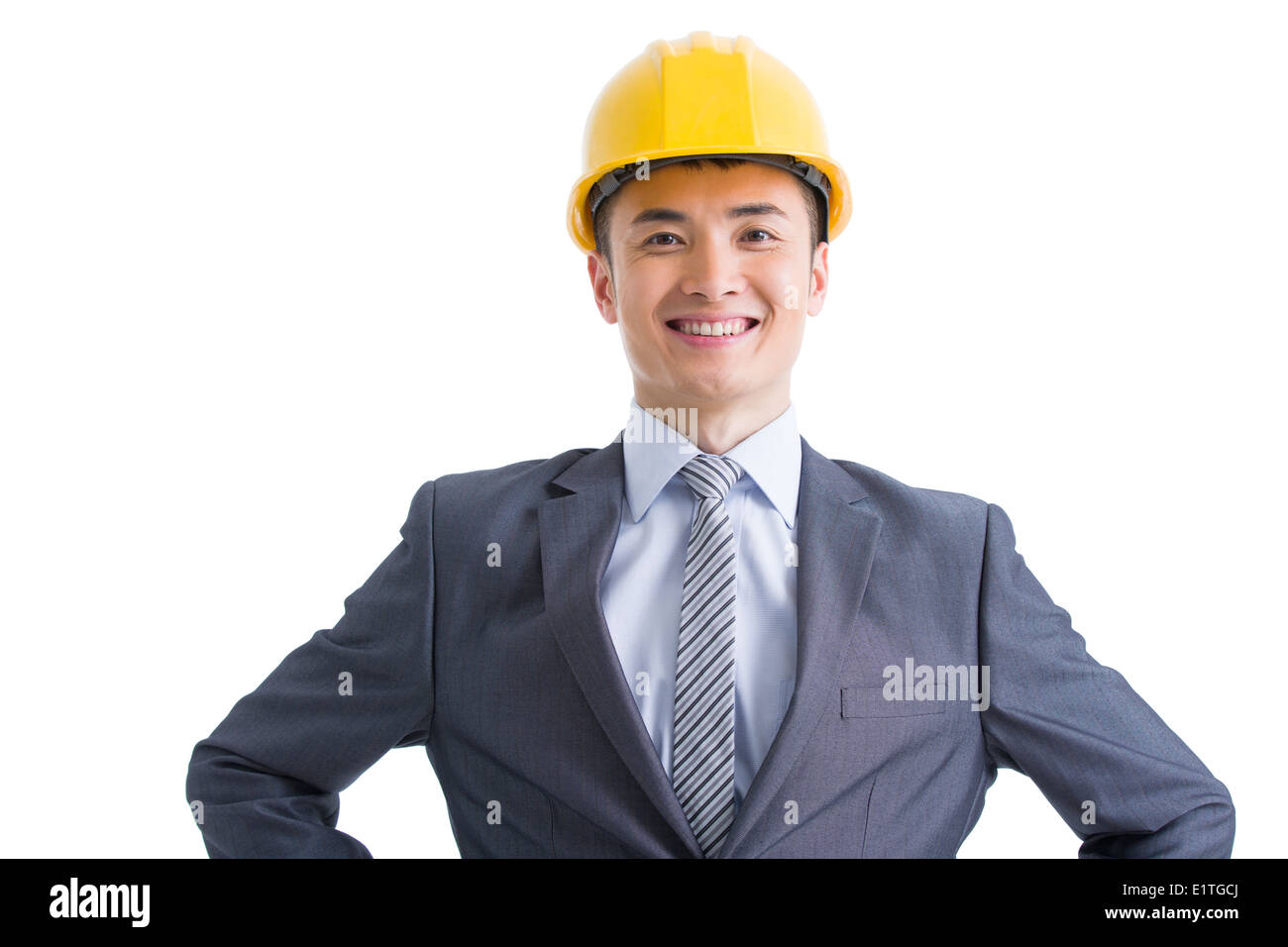 Male architect with hardhat Stock Photo - Alamy