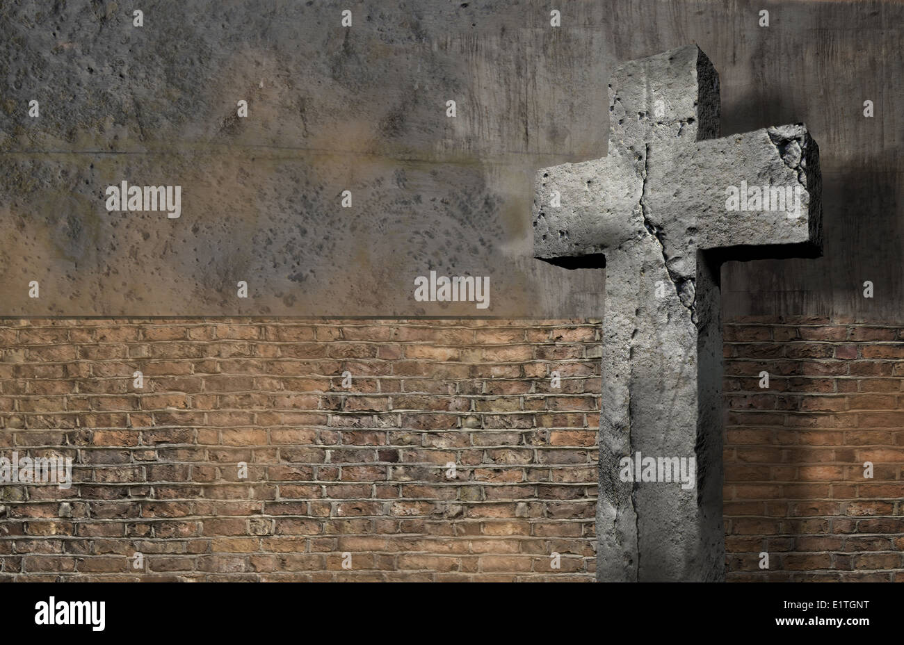 Old Wall With Cross made in 3d software Stock Photo - Alamy