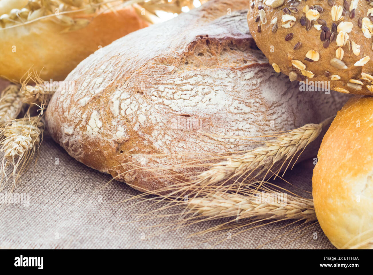 Composition of fresh bread and crispy rolls Stock Photo - Alamy