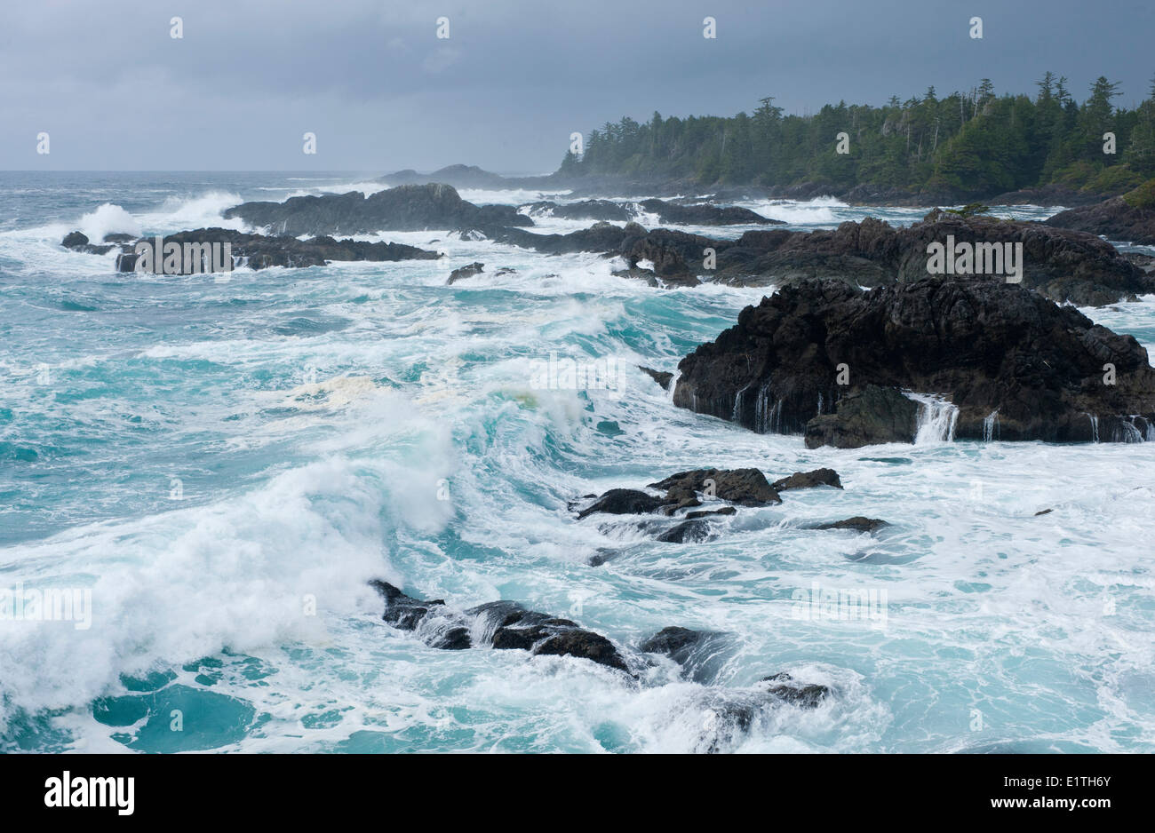 Storm view from wild pacific trail in ucluelet hi-res stock photography ...