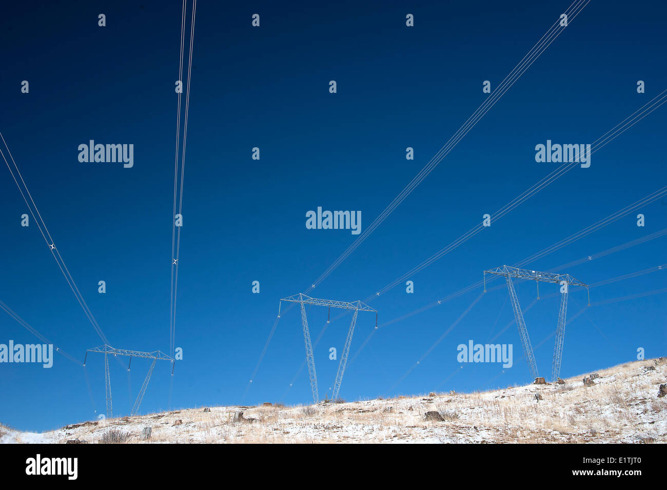 High voltage transmission lines of BC Hydro, west of Clinton, British ...