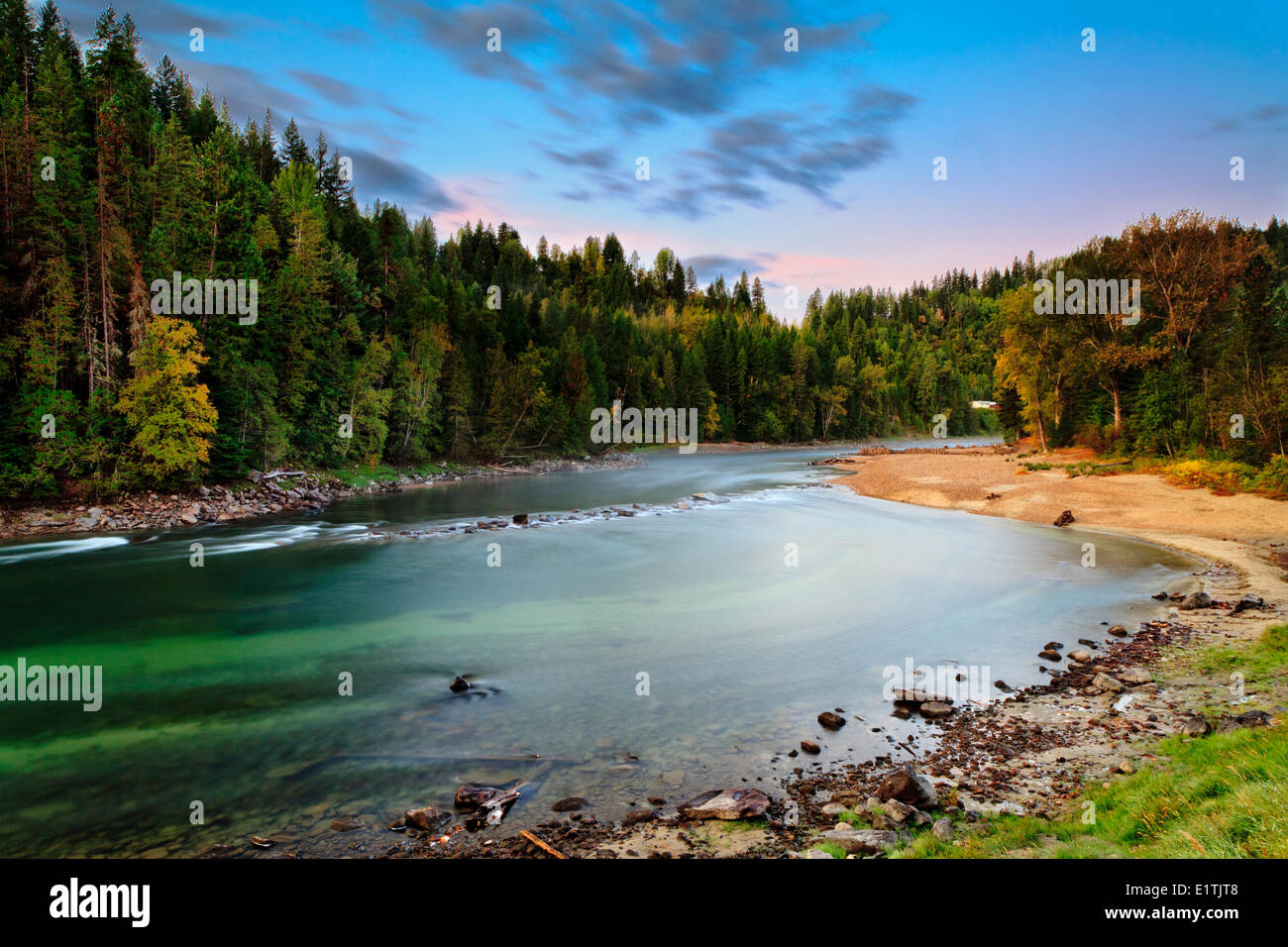 Early morning at Crescent Valley Beach, Slocan Valley, British Columbia ...