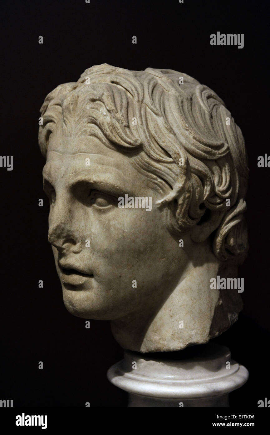 Alexander the Great (356-323 BC). King of Macedon. Head in marble ...