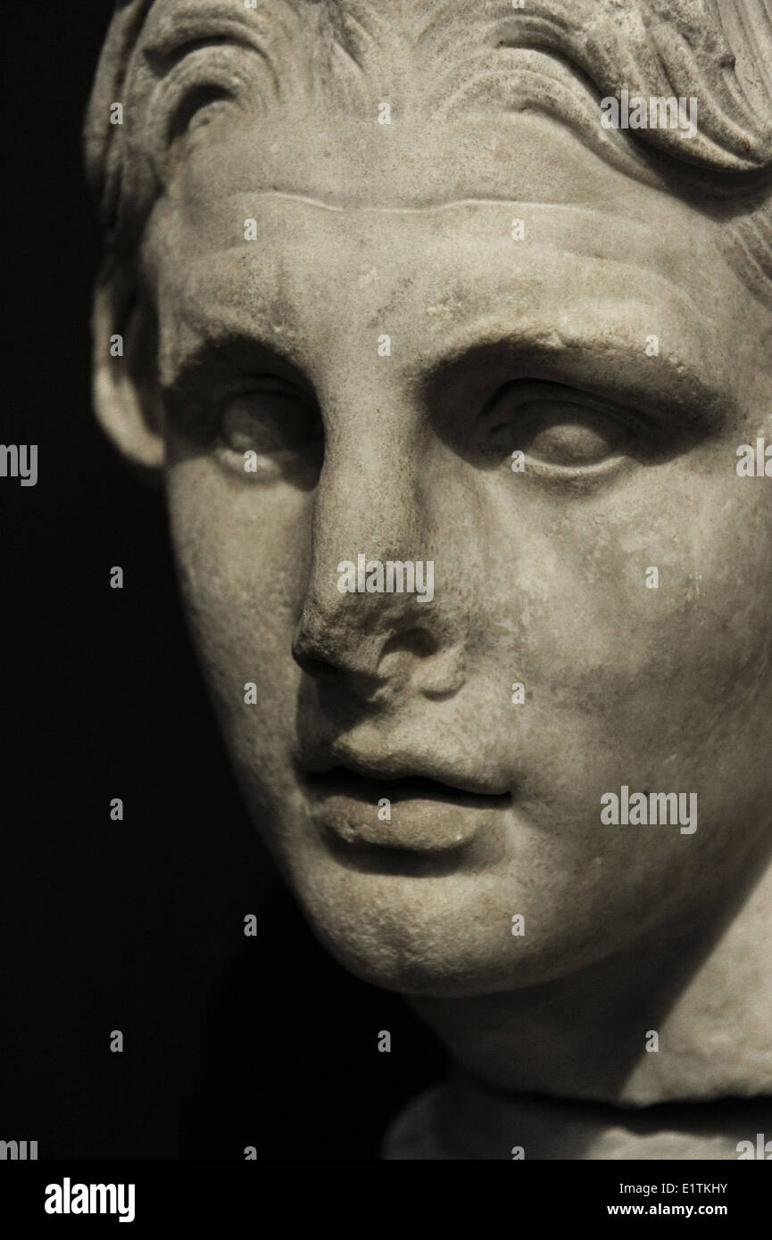 Alexander the Great (356-323 BC). King of Macedon. Head in marble ...