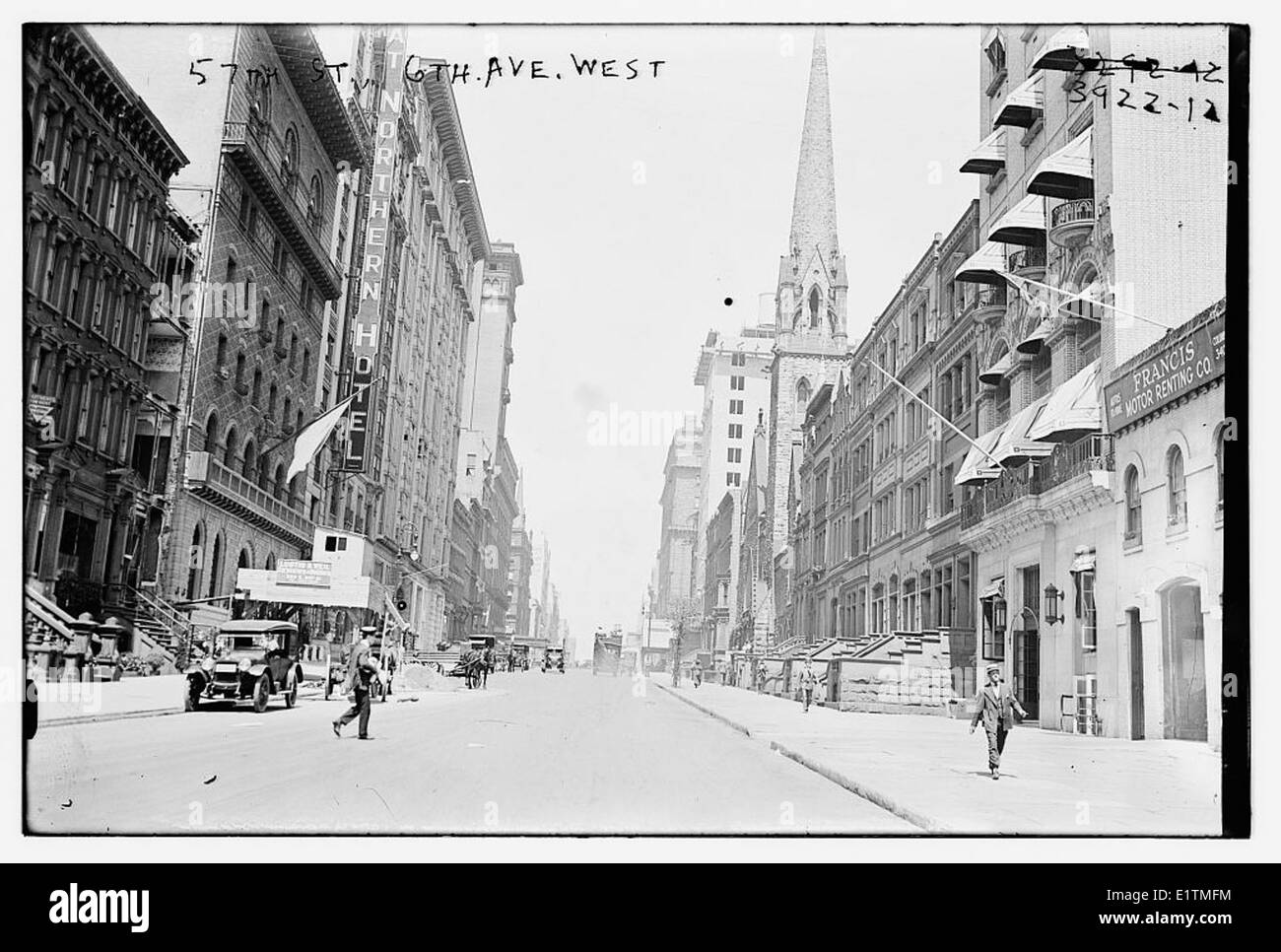 This historical photograph captures a view of 57th Street and 6th ...