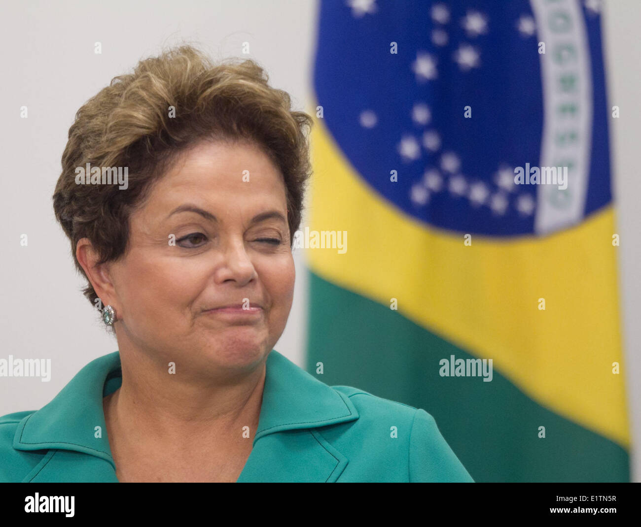 Brasilia, Brazil. 9th June, 2014. Brazilian President Dilma Rousseff ...