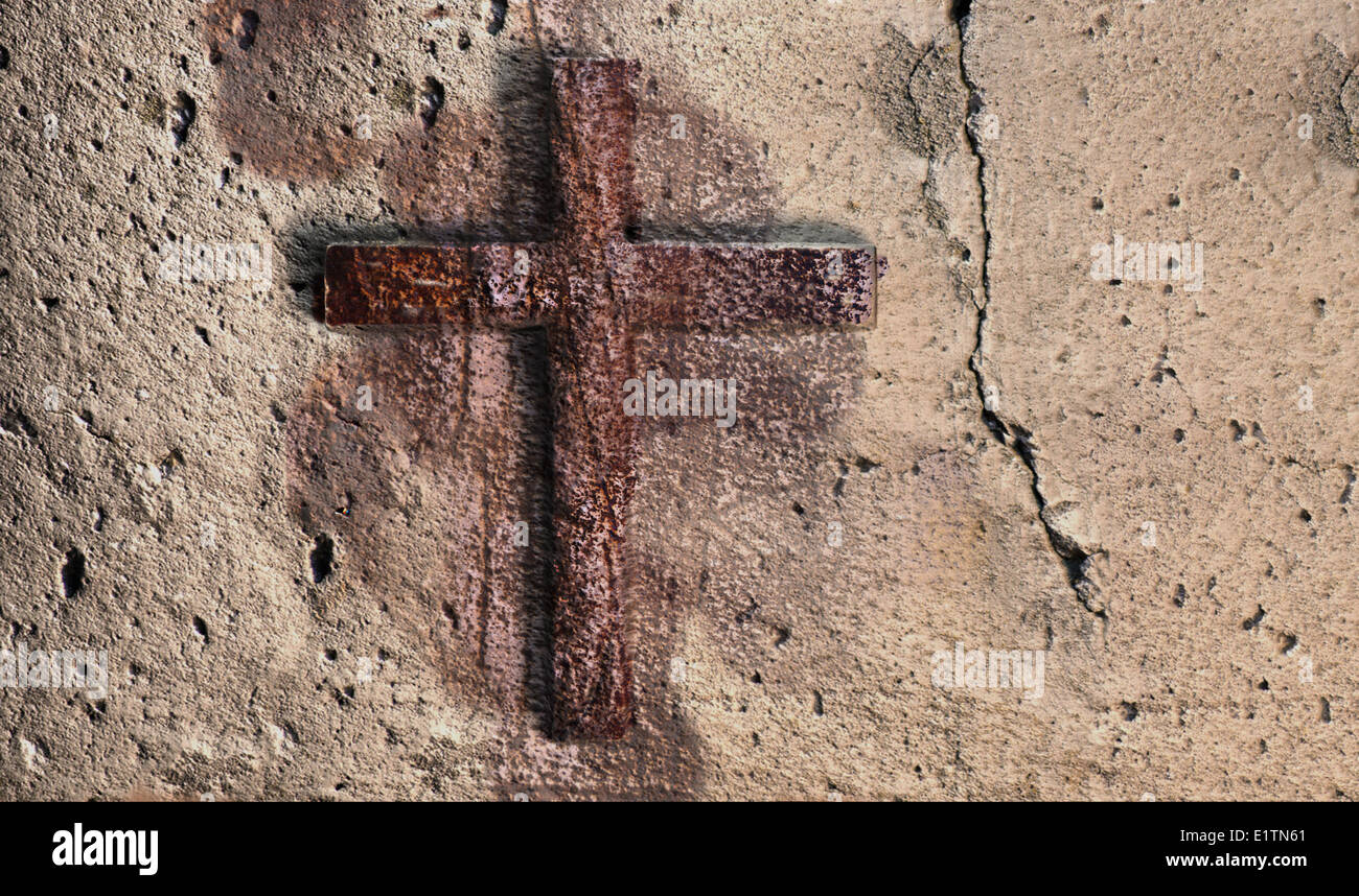 Old Wall With Cross made in 3d software Stock Photo - Alamy