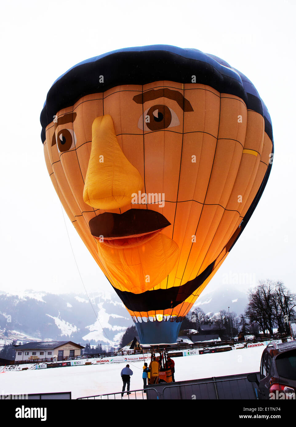 Europe, Switzerland, Vaud Canton, Chateau d'Oex city, Hot Air Balloon ...