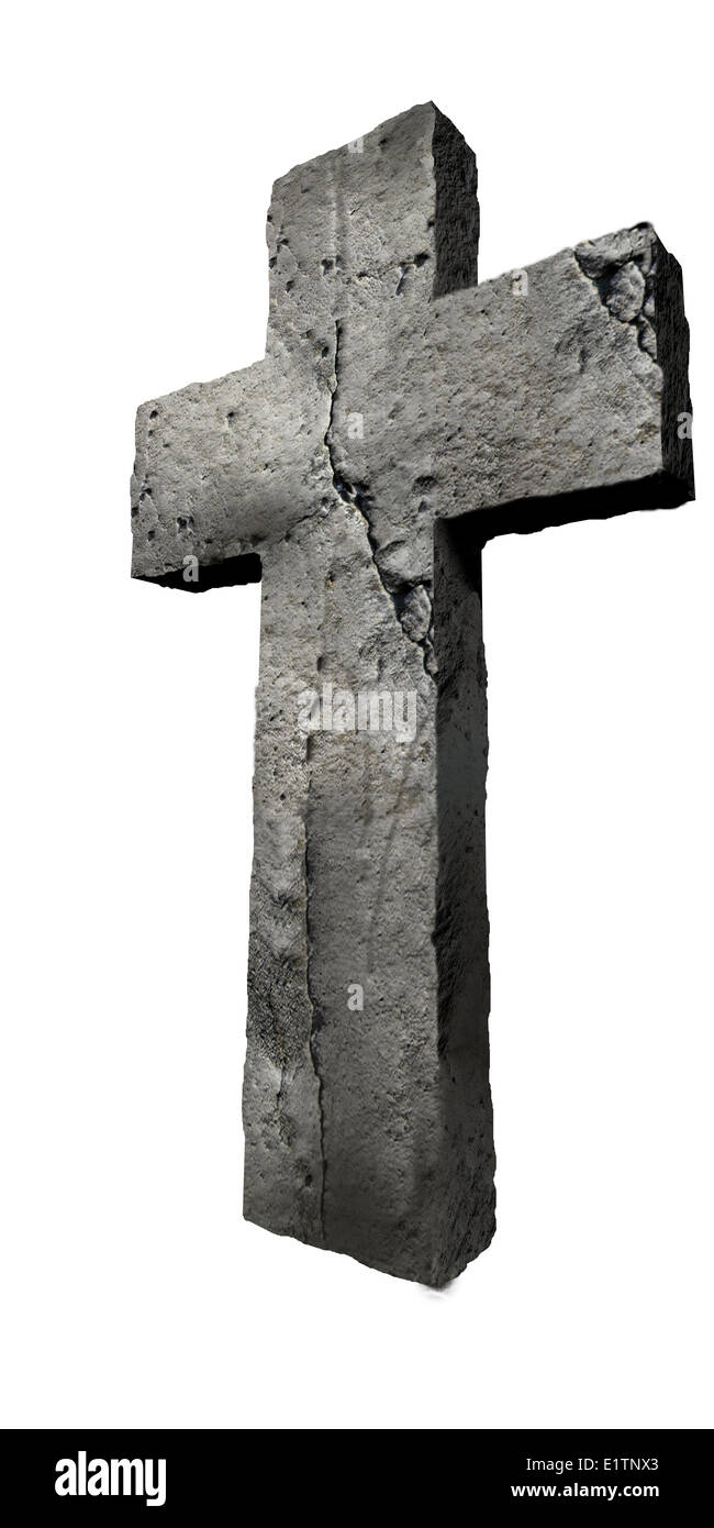 Cross made from stone isolated on white Stock Photo - Alamy