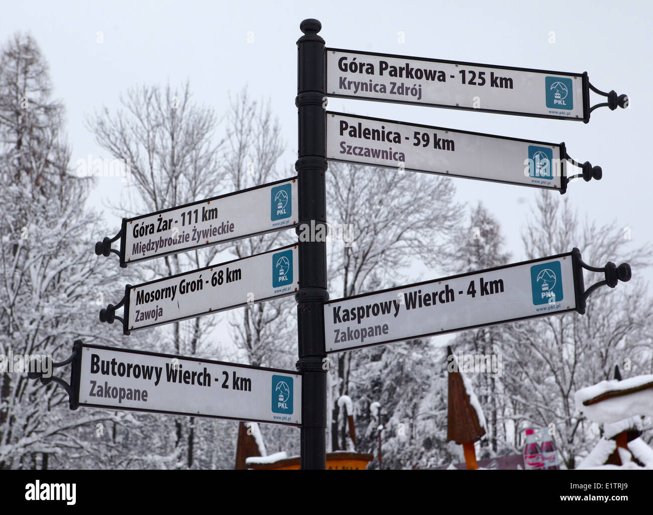 Europe, Poland, Malopolska province, Zakopane city, road sign Stock ...