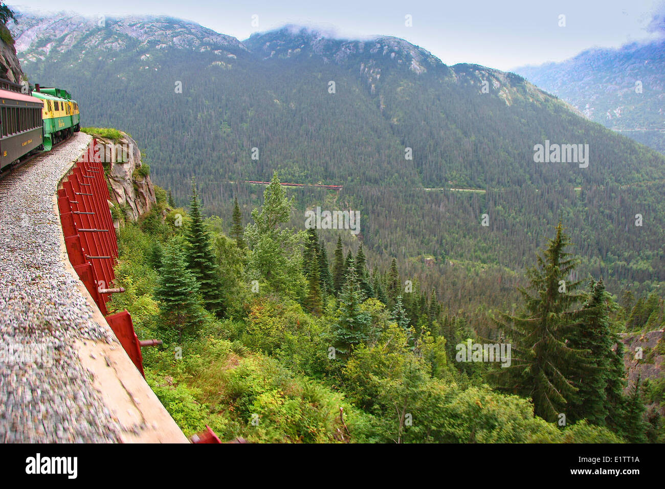 White Pass & Yukon Route Railroad traversing mountain pass Stock Photo ...