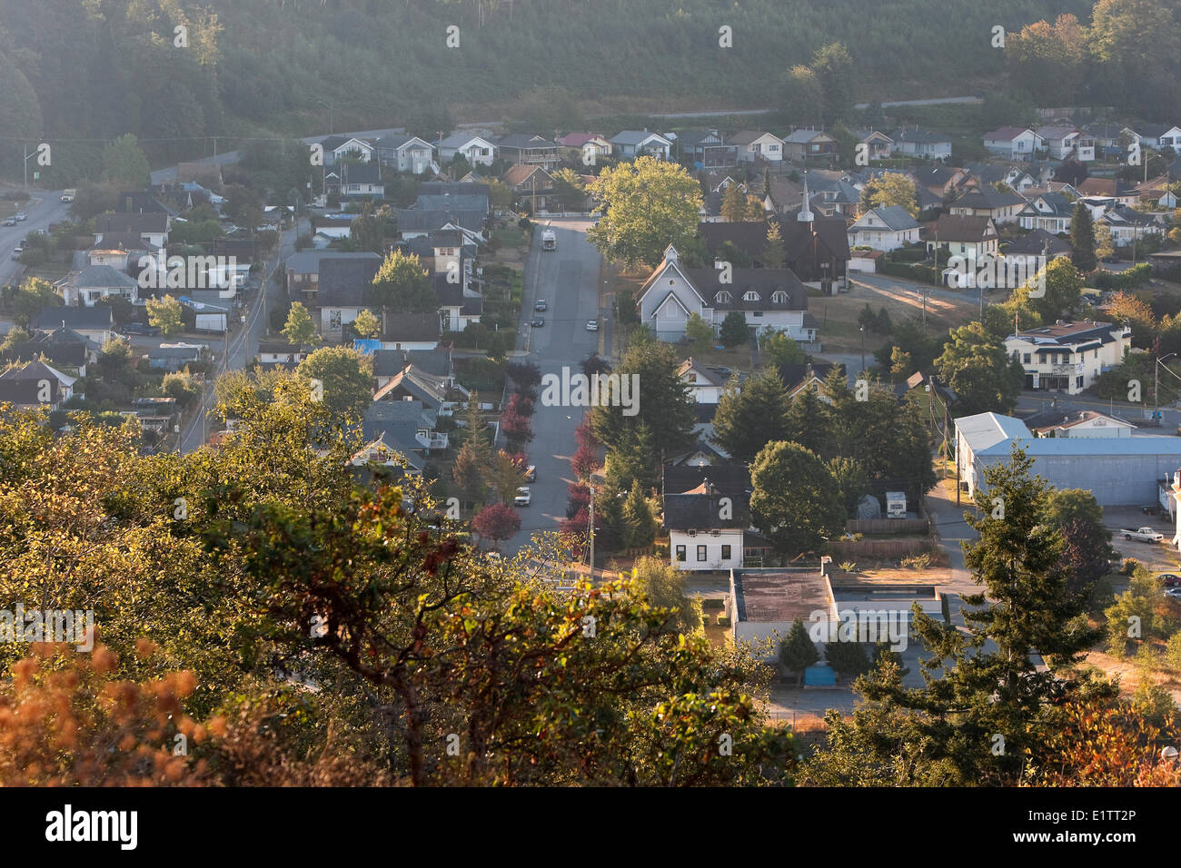 View of the old town site of Powell River, The Sunshine Coast, British ...