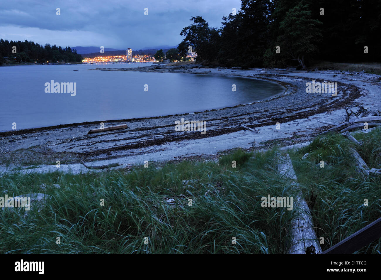 sandstone formations view downtown at dusk Newcastle Island Provincial ...