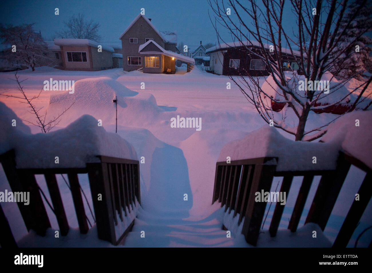 A perfect powder morning. A true ski town Revelstoke, BC Stock Photo ...