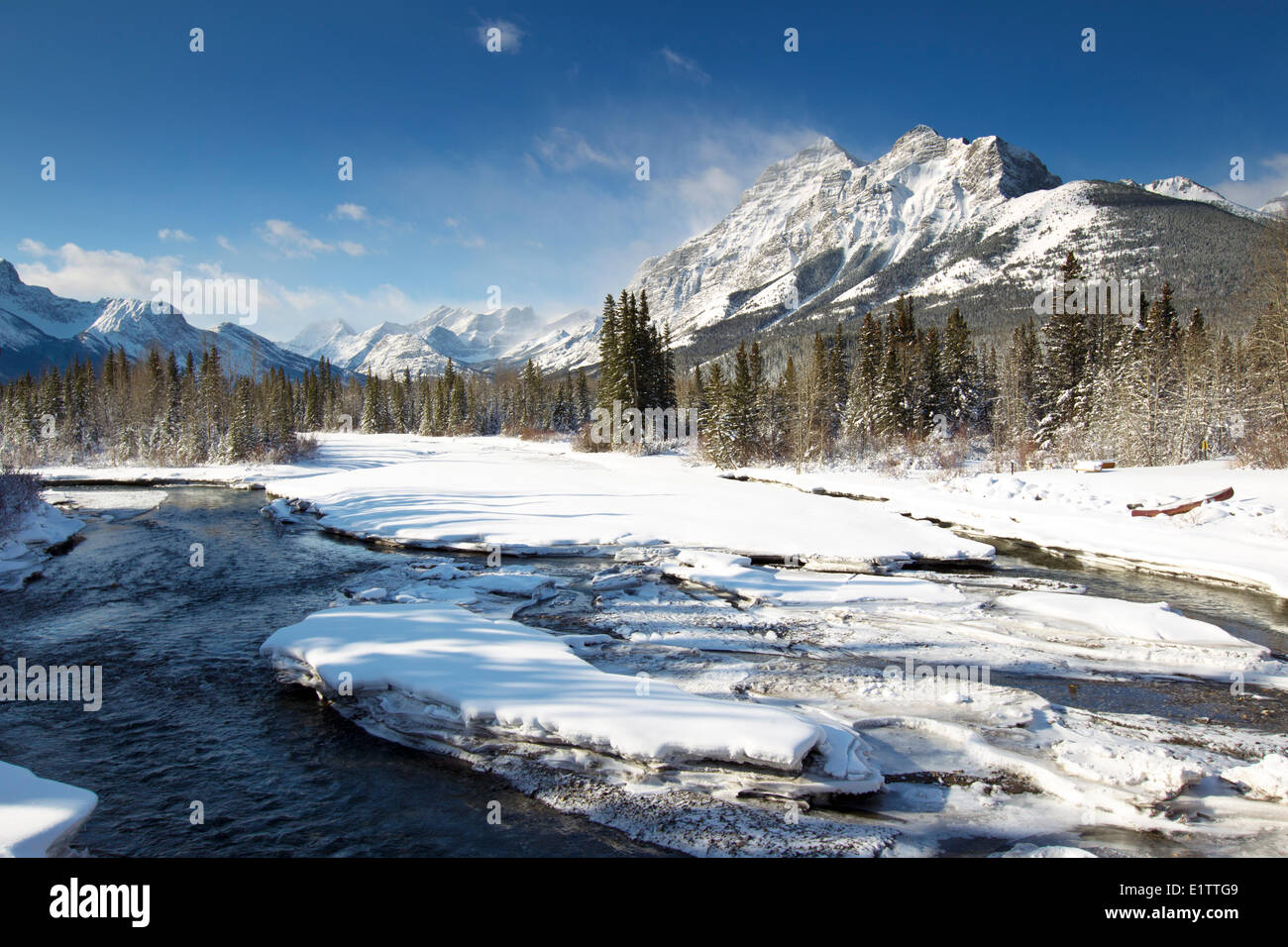 Mount Kidd in winter, Kananaskis Provincial Park, Alberta, Canada Stock ...