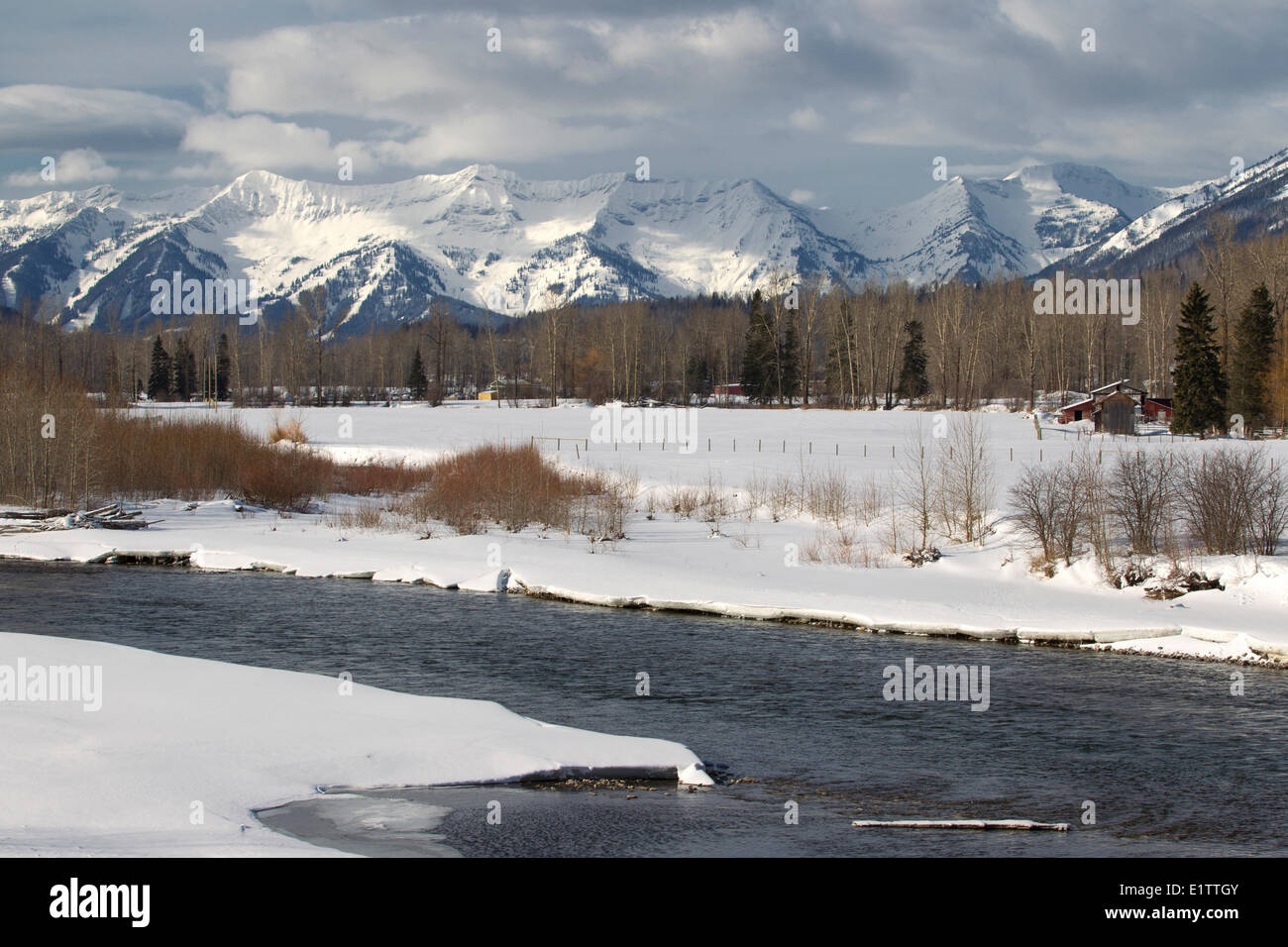 Elk River in winter, British Columbia, Canada Stock Photo - Alamy