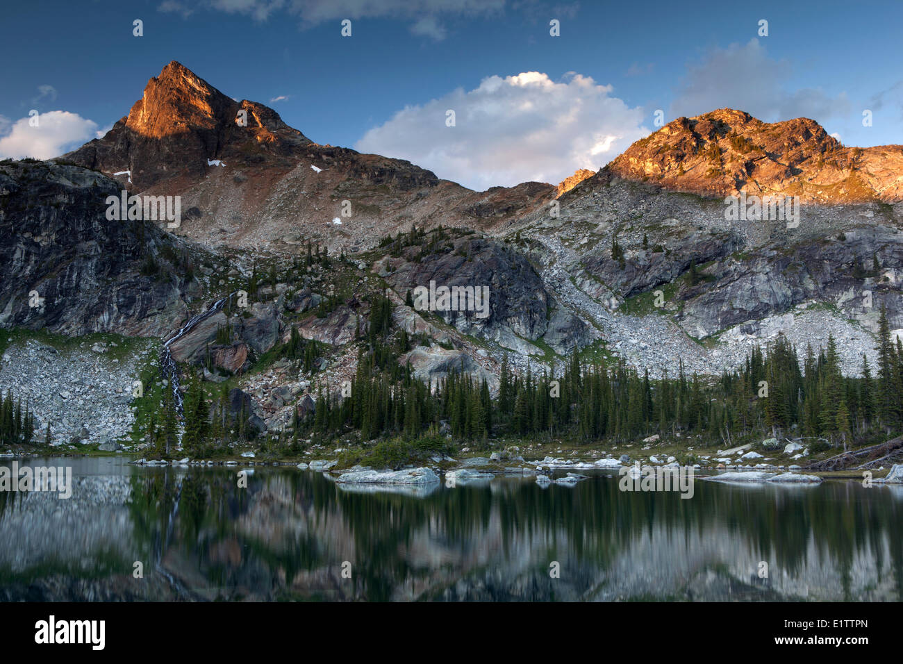 Alpenglow on Lucifer Peak, Gwillim Lakes, Selkirk Mountains, Valhalla ...