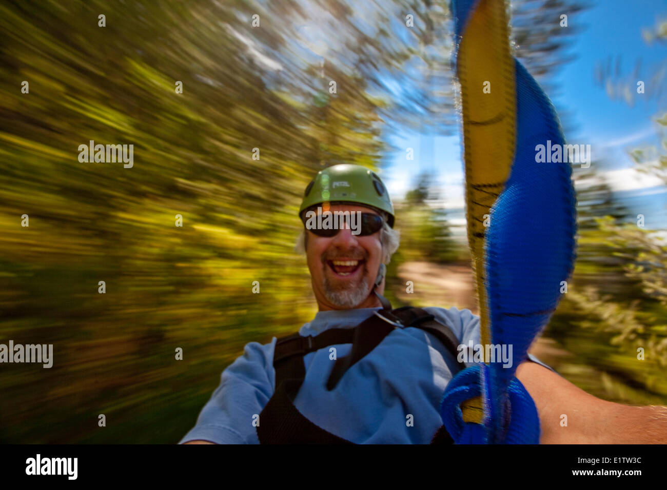Man enjoys zip line at oyama zipline hi-res stock photography and ...