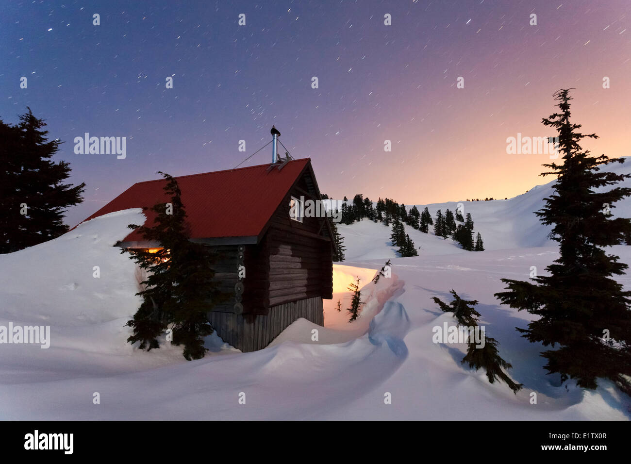 Mt. Steele cabin at night, Tetrahedron Provincial Park British Columbia ...