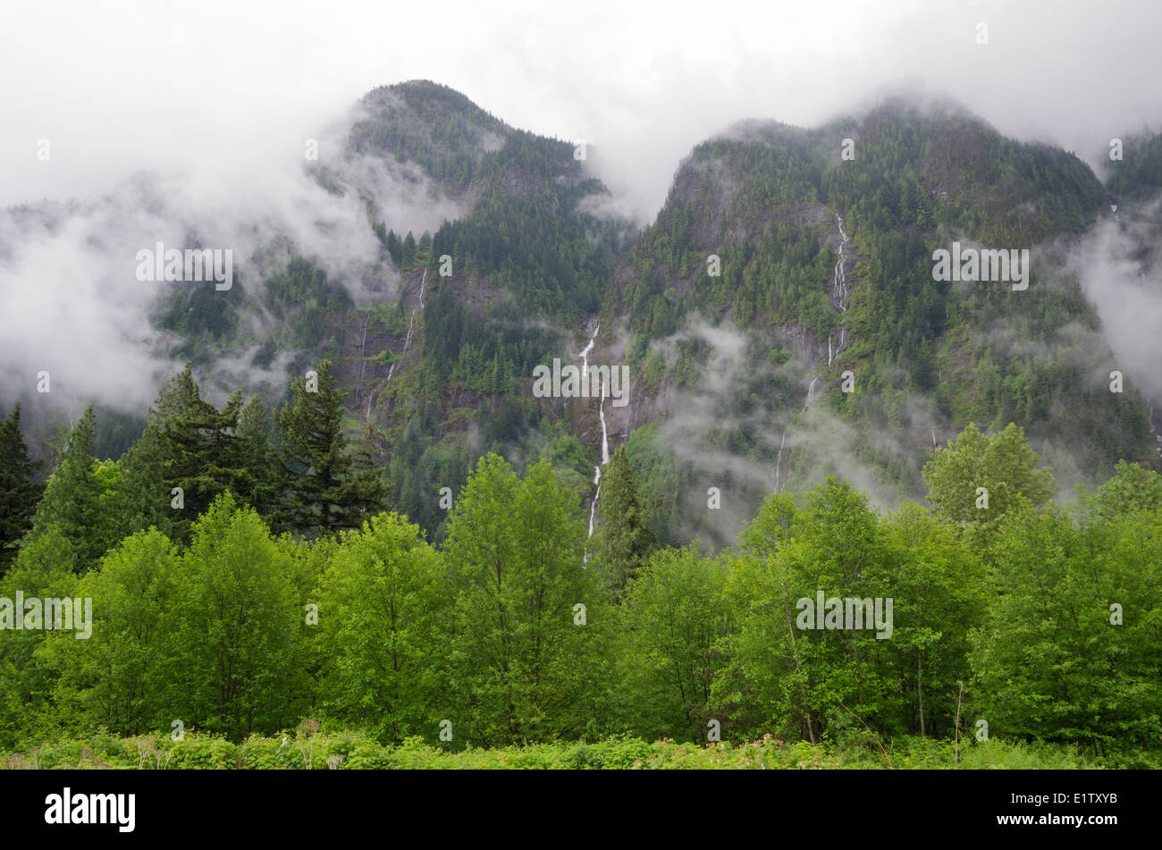 Waterfalls coming down the mountains near Hope, British Columbia ...