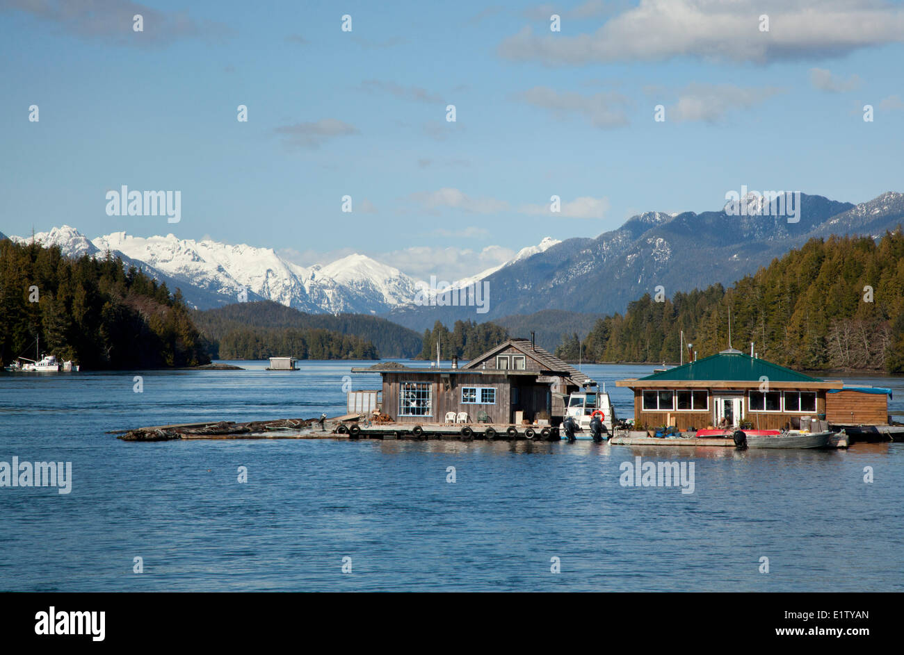 Float homes in Tofino, British Columbia, Canada on Vancouver Island in ...