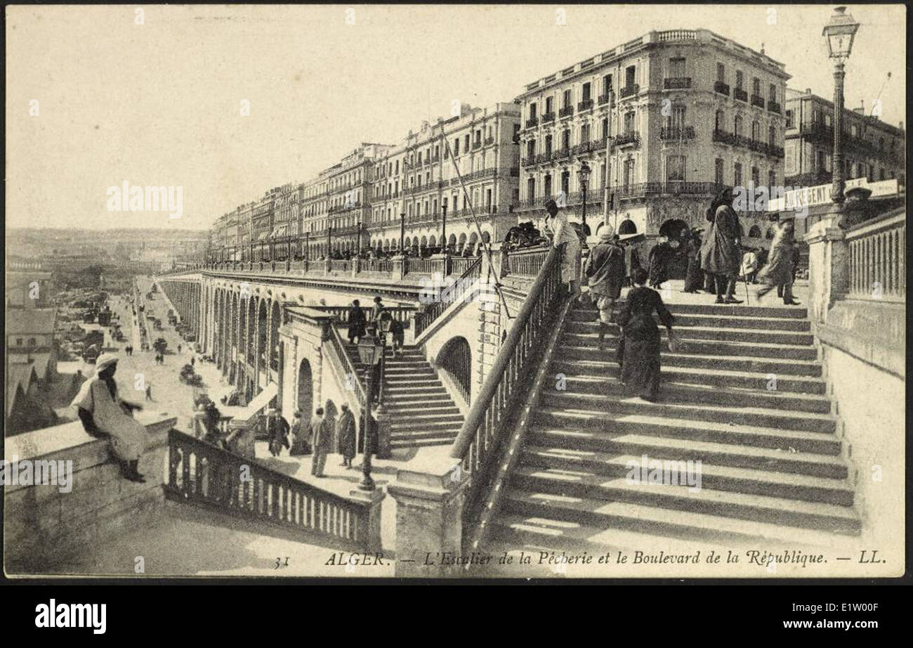 This image shows a view of Algiers, highlighting the Staircase of the ...