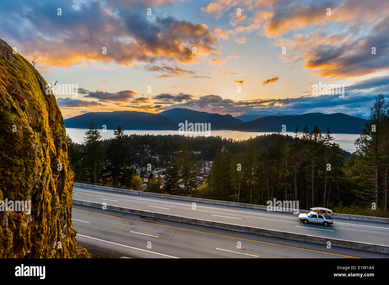 Sea to sky highway at sunset Stock Photo - Alamy