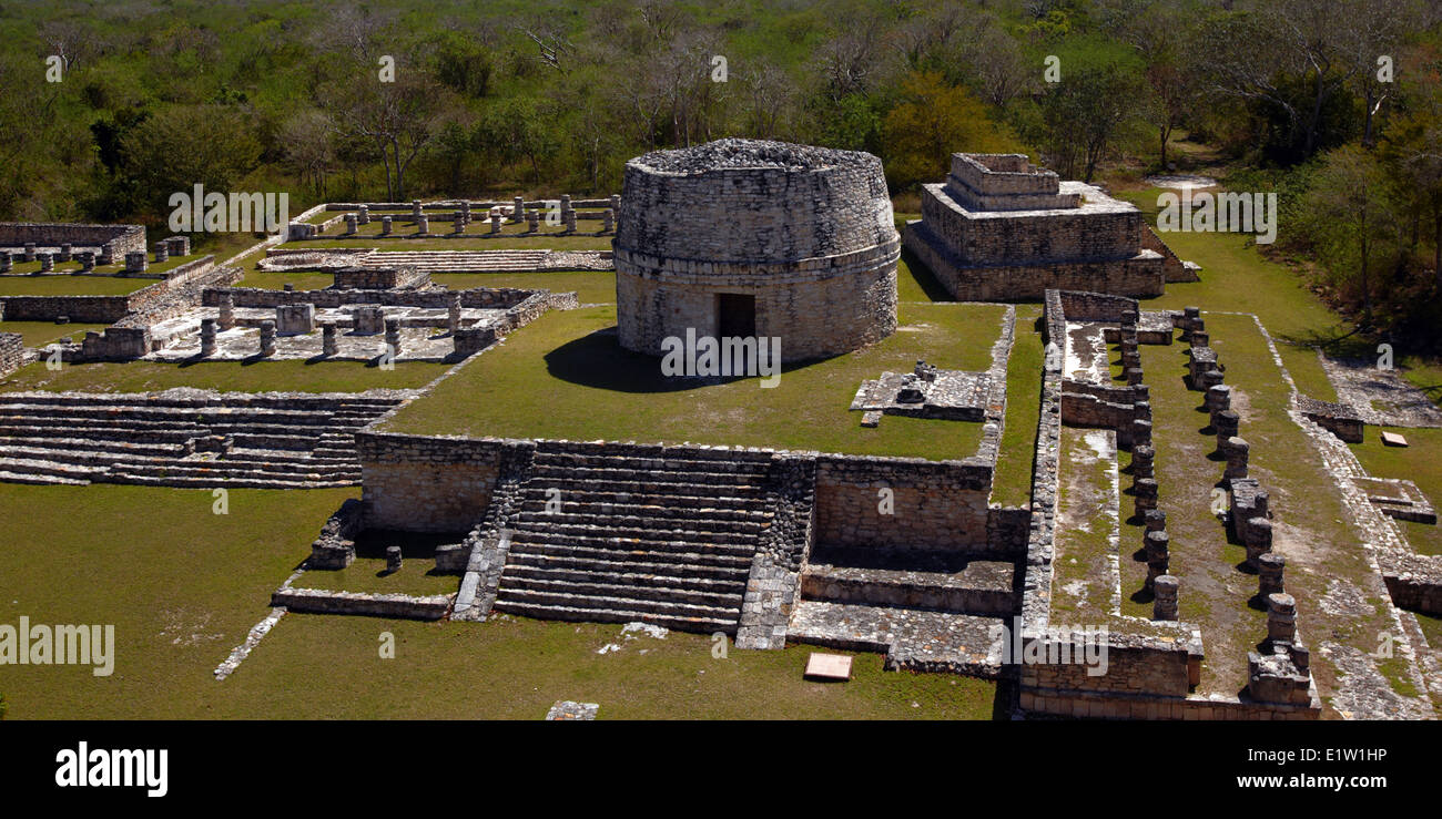 Mexico, Yucatán, Mayapán, the mayan observatory tower Stock Photo - Alamy