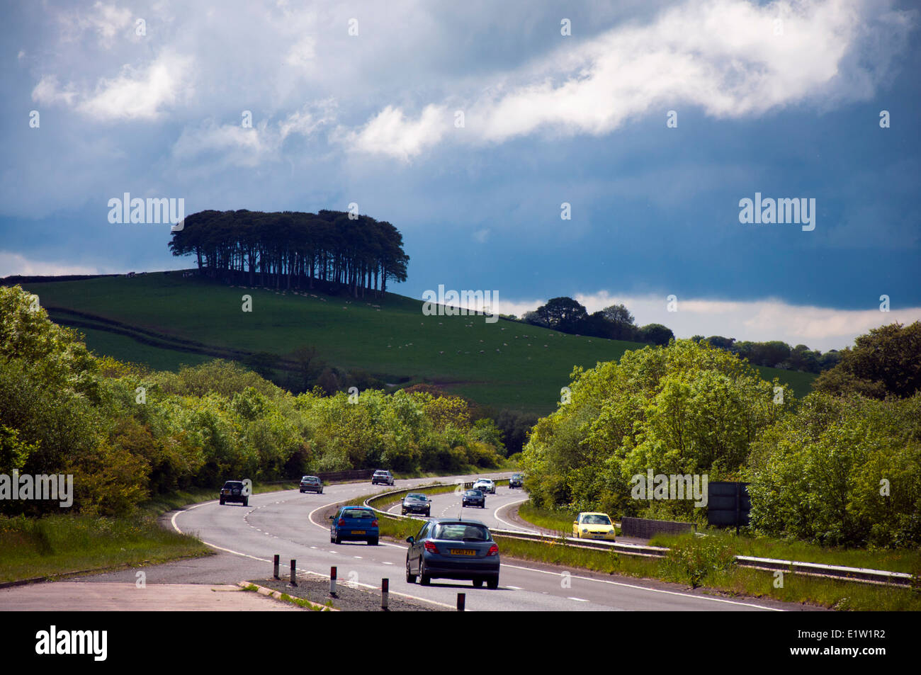 Dramatic light on the A30 road near Oakhampton Devon England UK Stock ...